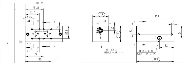 LL12-299-2 Hydraulic Aluminum Parallel Base Plate for NG6 Directional Valve